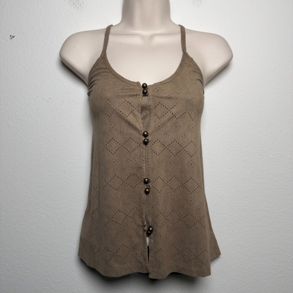Staccato | Tops | Staccato Women Faux Suede Pointelle Top Medium Brown ...